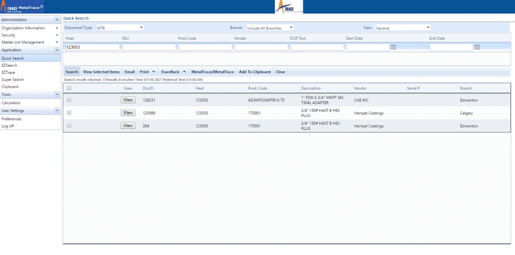 MetalTrace® - MetalTrace MTR software